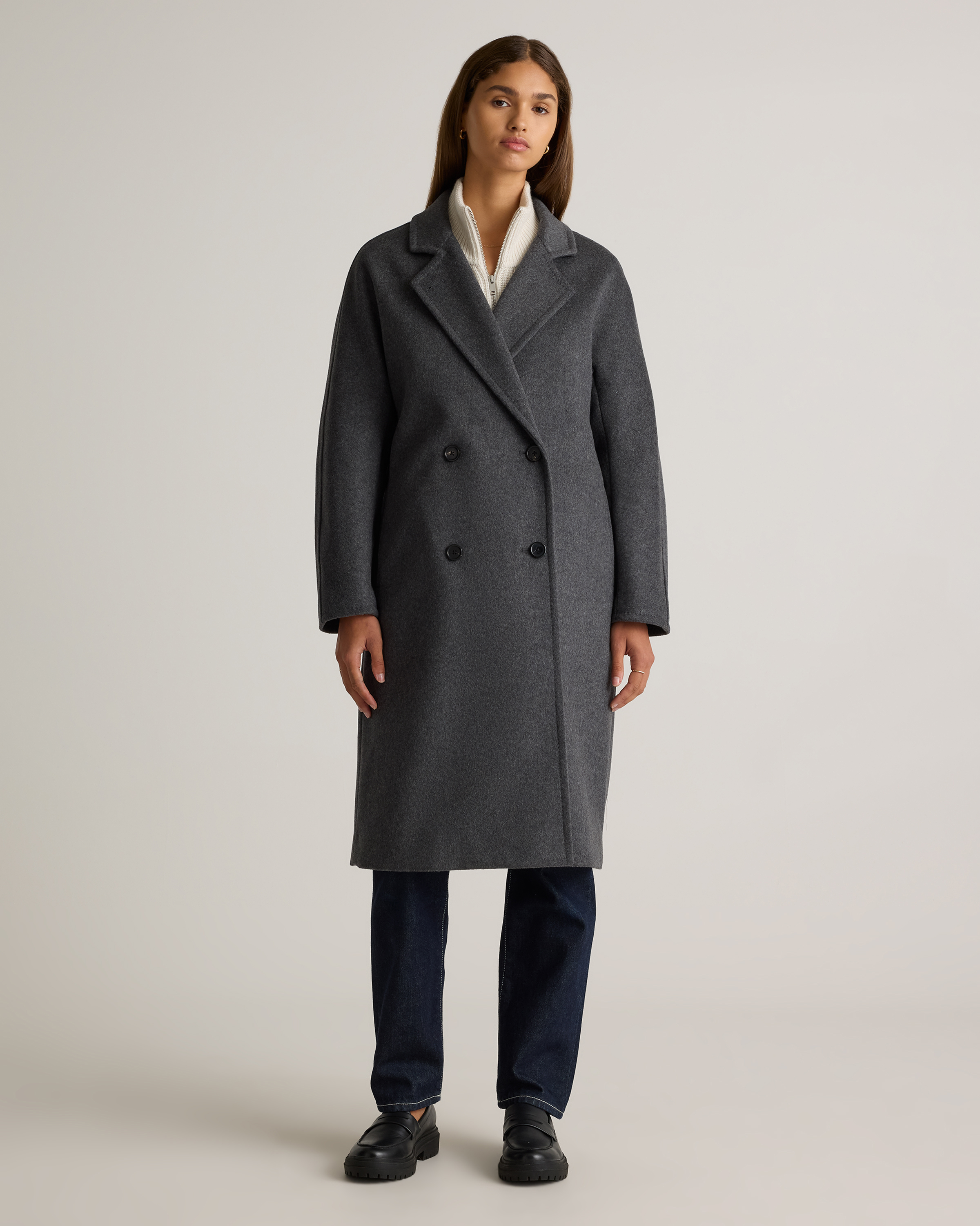 QUINCE QUINCE Italian Wool Double-Breasted Coat